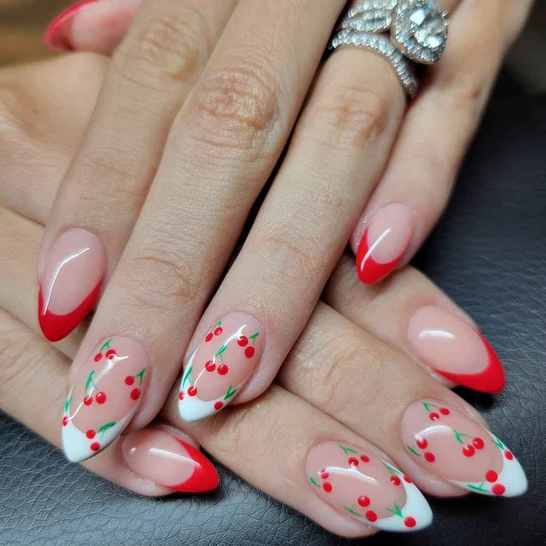 40+ Red and White French Tip Nails That Are Anything But Basic ...