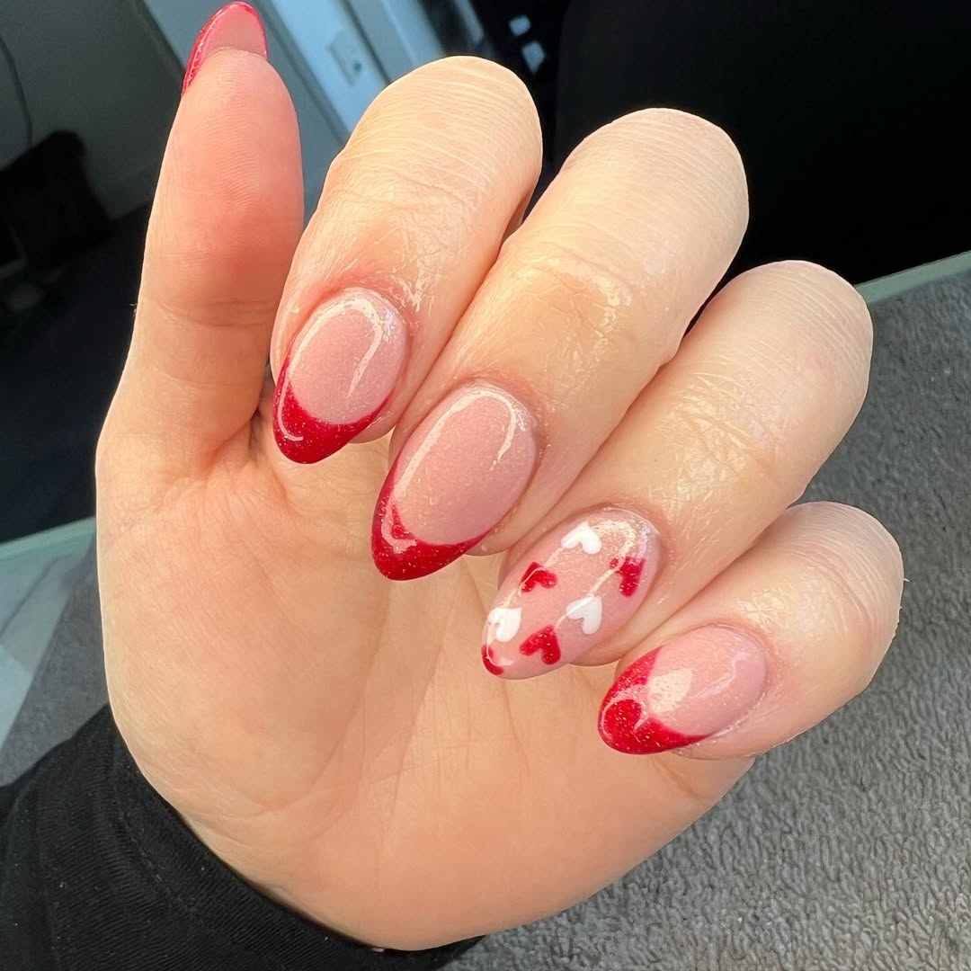 40+ Red and White French Tip Nails That Are Anything But Basic ...