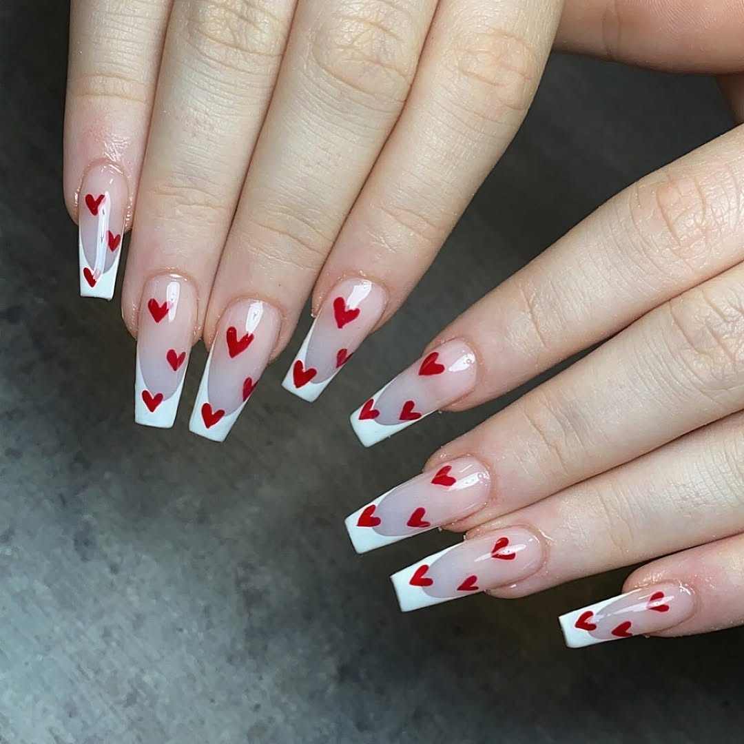 40+ Red and White French Tip Nails That Are Anything But Basic ...