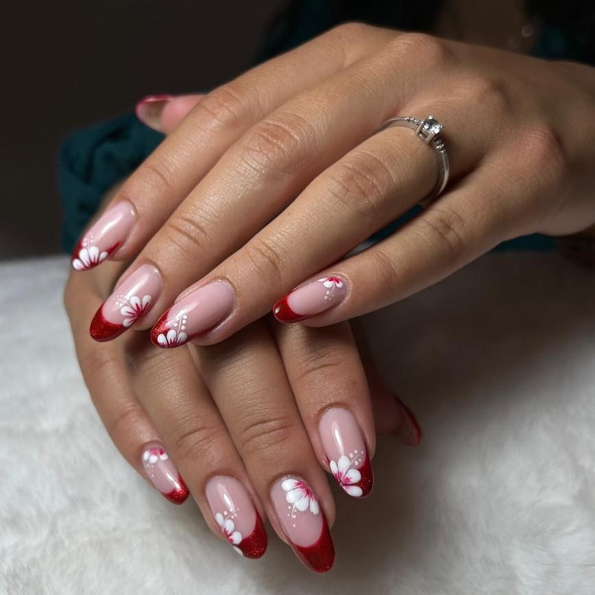 40+ Red and White French Tip Nails That Are Anything But Basic ...