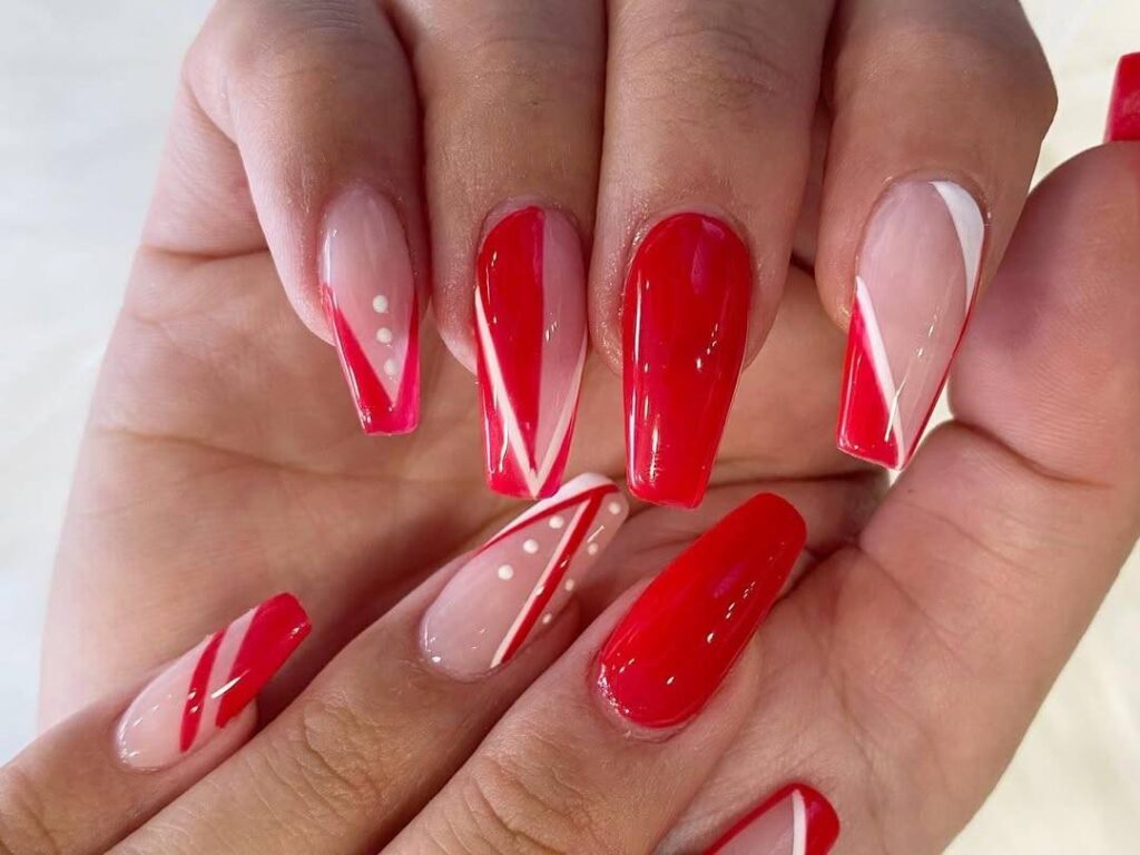 40+ Red and White French Tip Nails That Are Anything But Basic ...