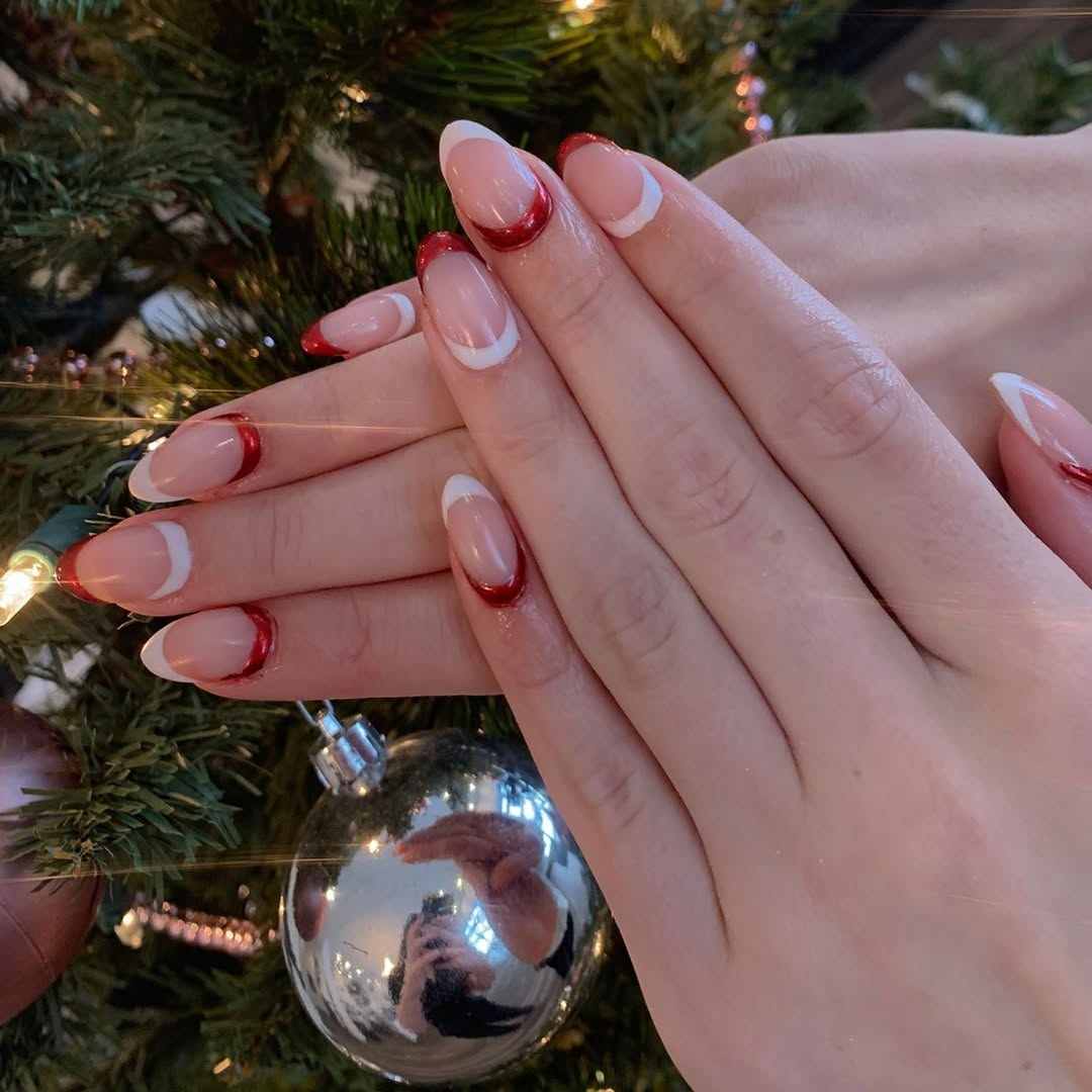 40+ Red and White French Tip Nails That Are Anything But Basic ...