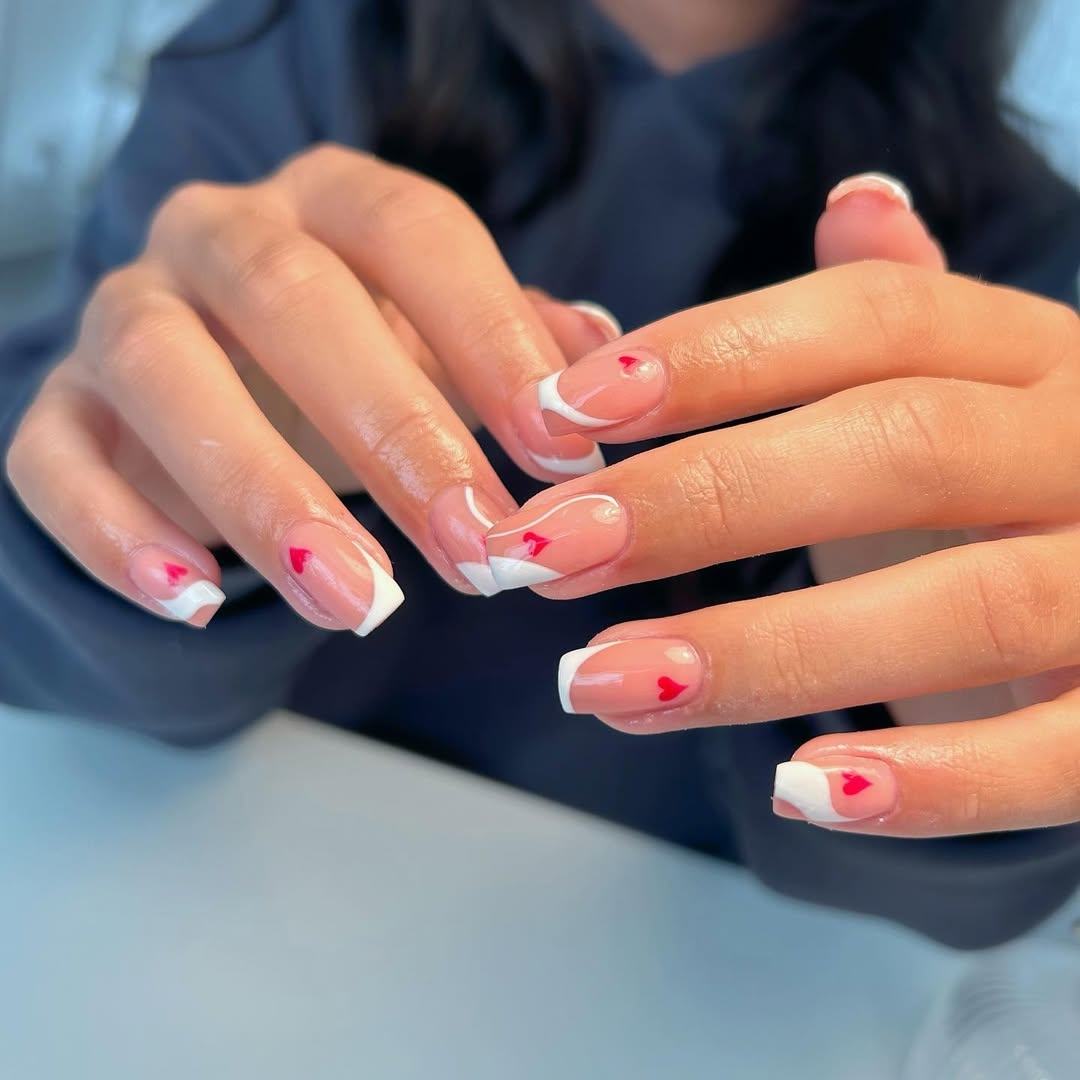 40+ Red and White French Tip Nails That Are Anything But Basic ...