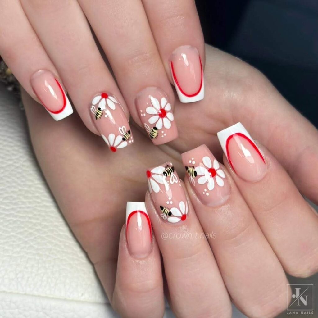40+ Red and White French Tip Nails That Are Anything But Basic ...