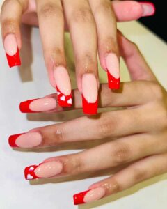 40+ Red and White French Tip Nails That Are Anything But Basic ...