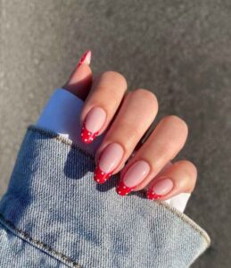 40+ Red and White French Tip Nails That Are Anything But Basic ...
