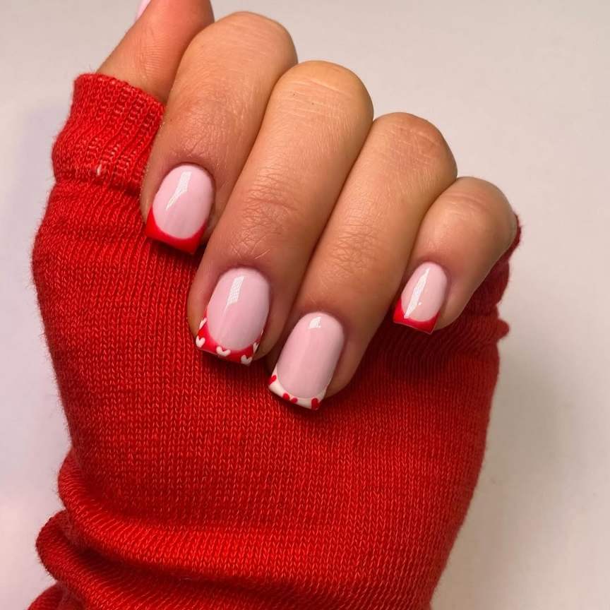 40+ Red and White French Tip Nails That Are Anything But Basic ...