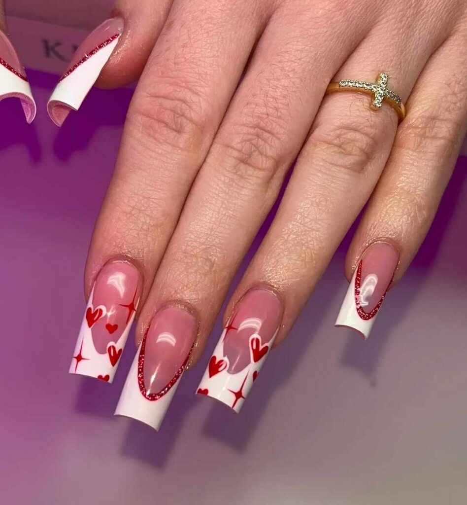 40+ Red and White French Tip Nails That Are Anything But Basic ...