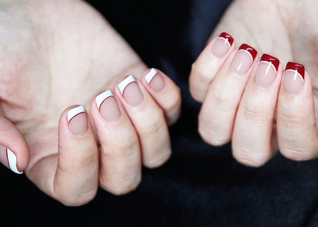 40+ Red and White French Tip Nails That Are Anything But Basic ...