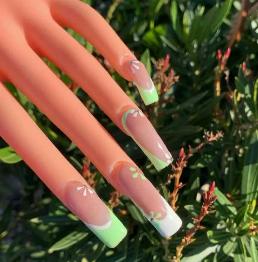 50+ Green and White French Tip Nails to Freshen Up Your Look – FASHION ...