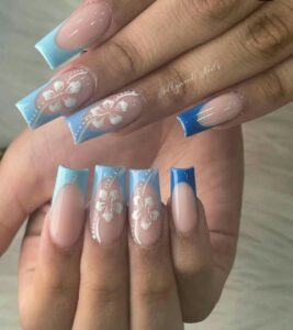 50+ Blue French Tip Nails With Flowers That Bloom – FASHION SO SIMPLE