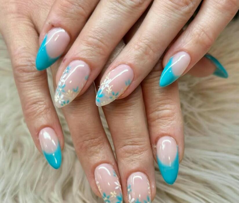 50 Blue French Tip Nails With Flowers That Bloom FASHION SO SIMPLE