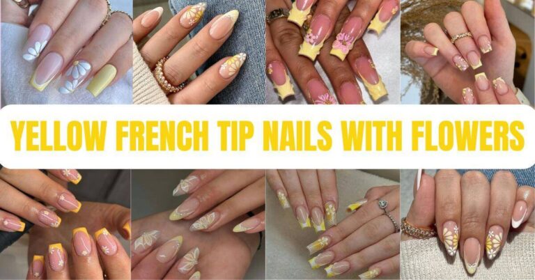 50+ Yellow French Tip Nails with Flowers for a Fresh Sunny Look ...