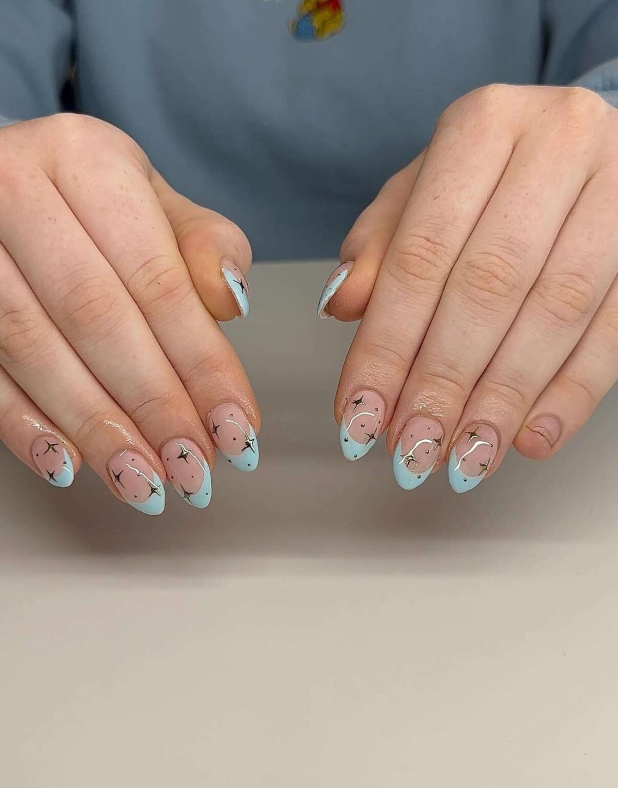 Fresh and Elegant Light Blue French Tip Nails Almond Looks – FASHION SO ...