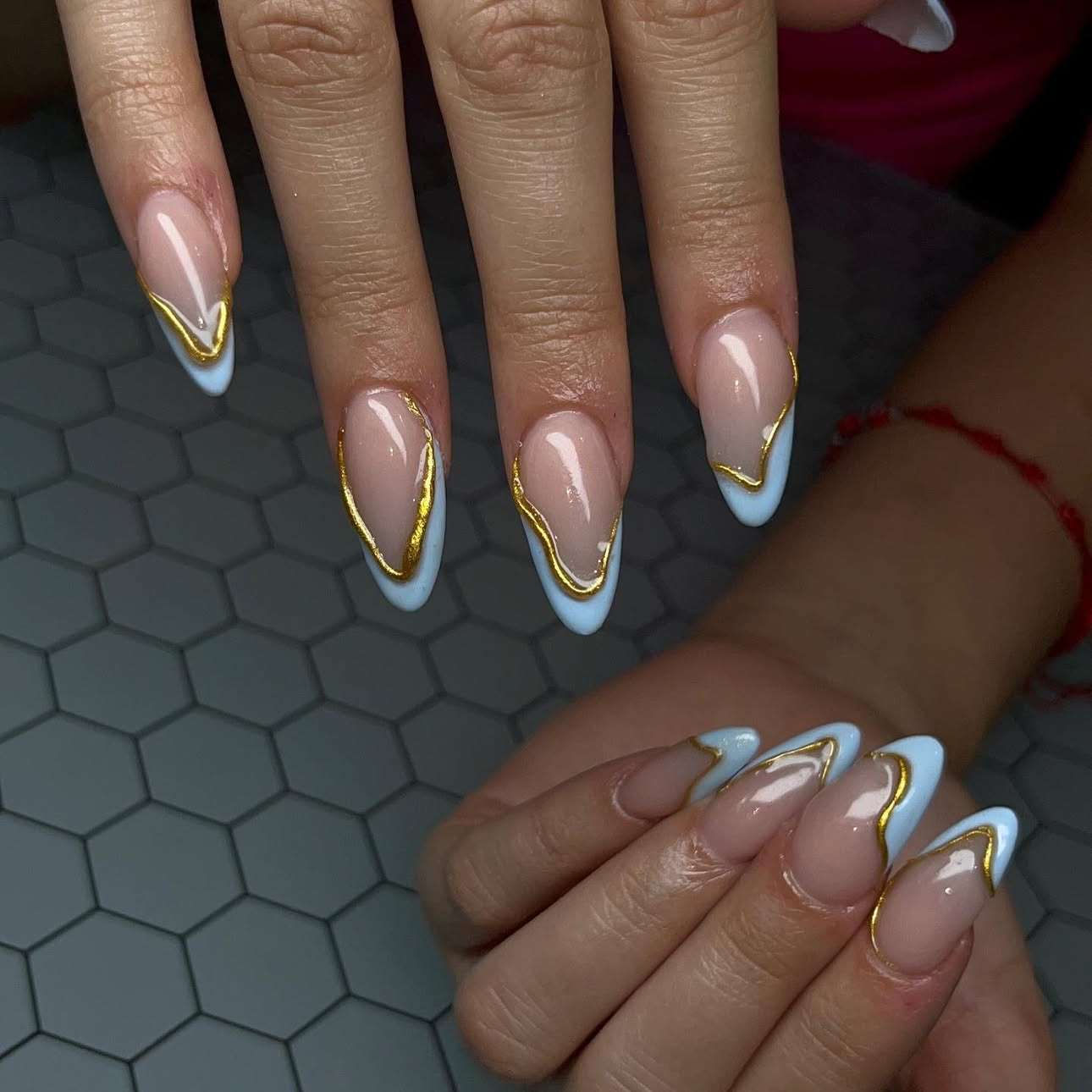 Fresh and Elegant Light Blue French Tip Nails Almond Looks – FASHION SO ...