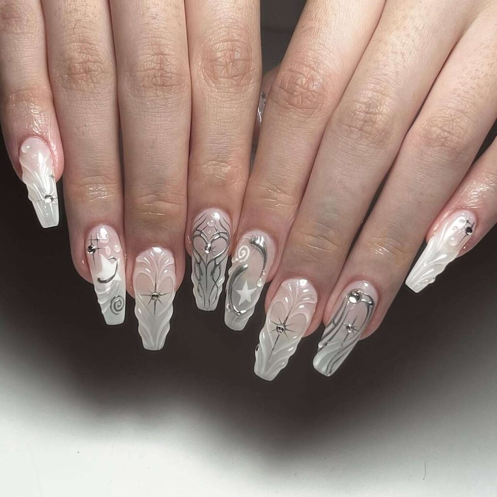 50+ White and Silver Nail Designs That Shine with Style – FASHION SO SIMPLE