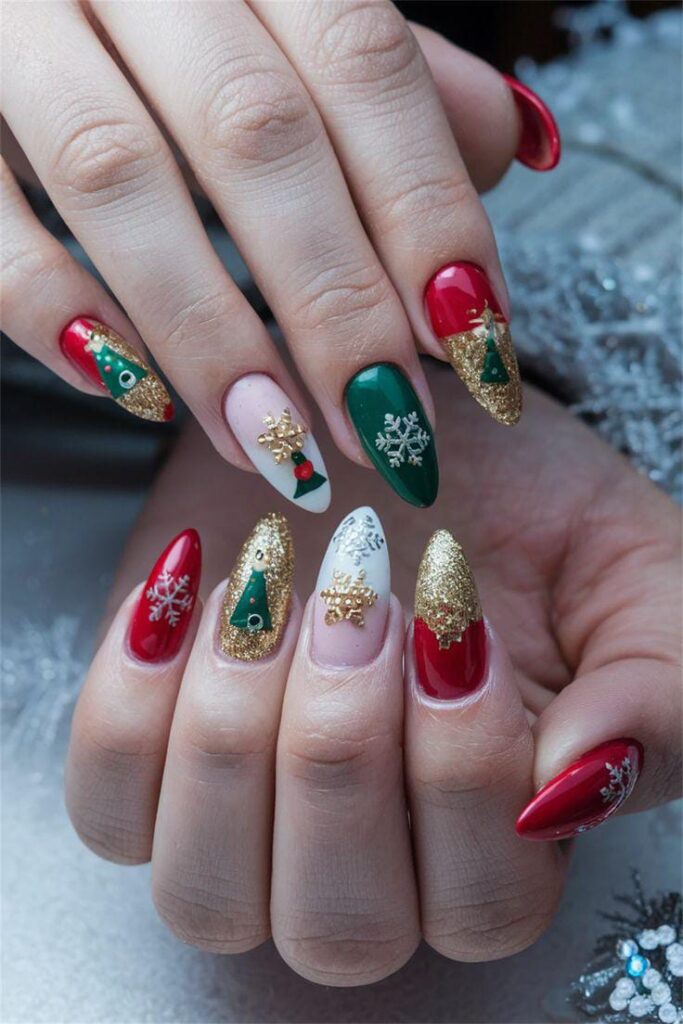 Red And Gold Christmas Nails for 2025: The Ultimate Festive Duo ...